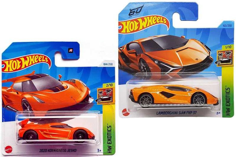 2 Arac Hot Wheels Set 2020 Koenigsegg Jesko Lamborghini Sian FKP 37 1 64 Turuncu